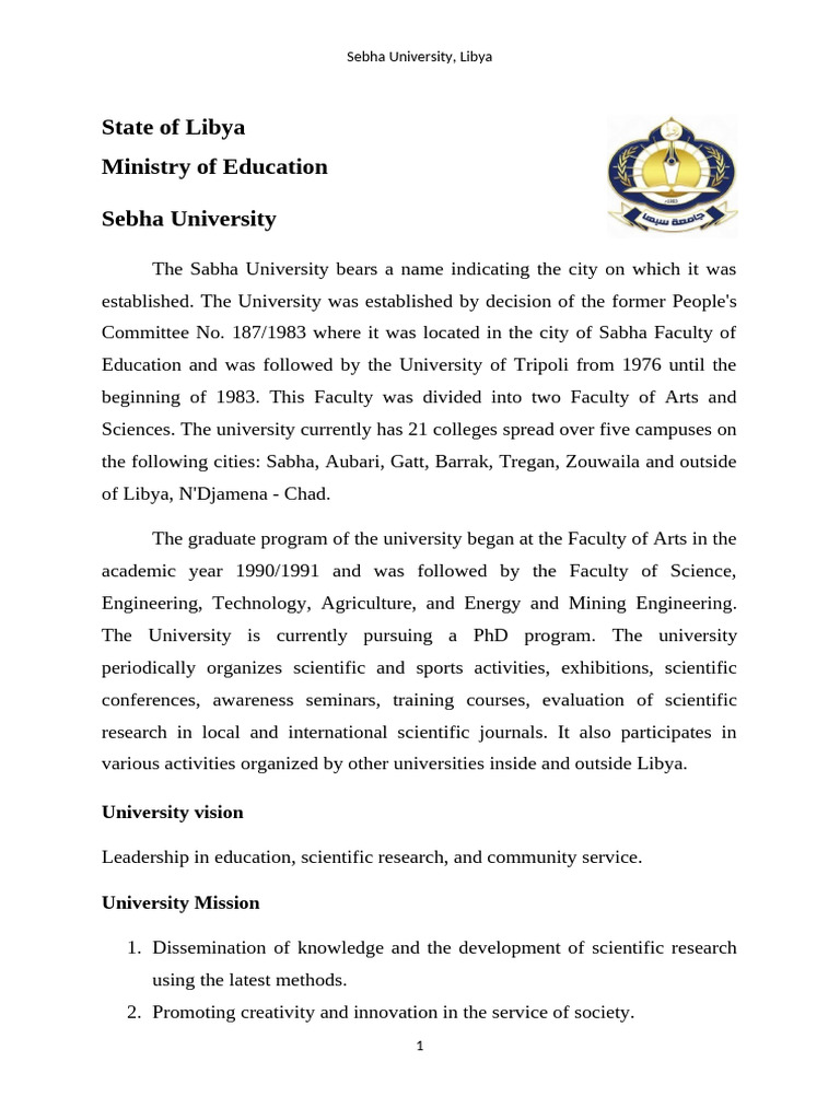 Faculty of Energy and Mining-Sebha University | PDF | Science | Engineering