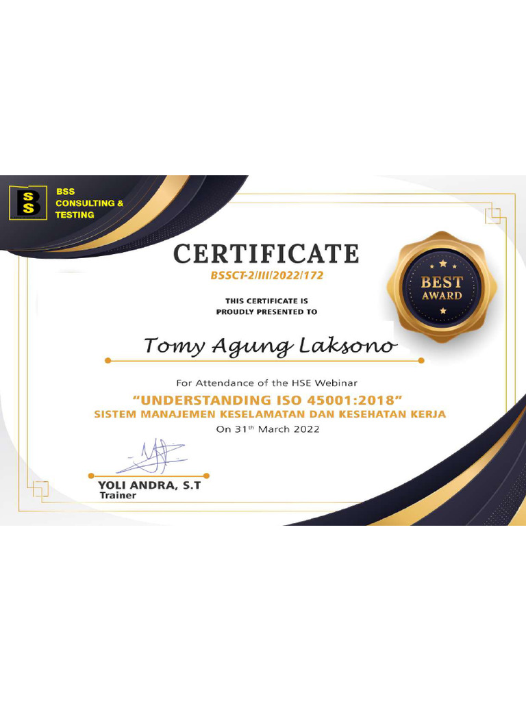 172 E-Certificate Webinar BSS - Tomy Agung Laksono | PDF