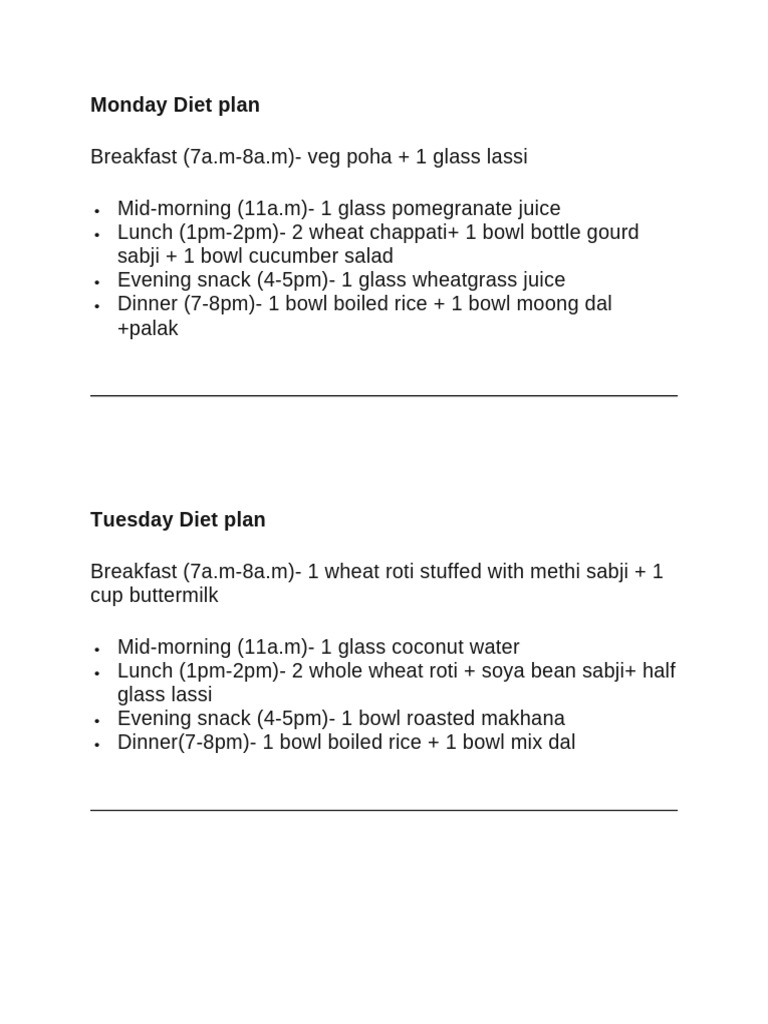 Monday Diet Plan For Ulcerative Colitis Patients | PDF