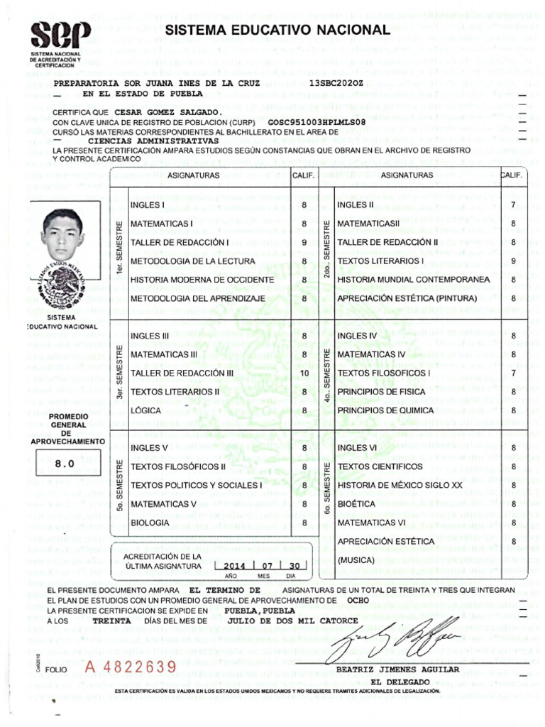 Certificado de Bachiller | PDF