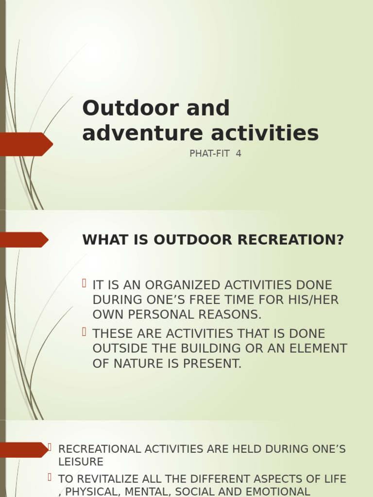 Outdoor and Adventure Activities | PDF | Recreation | Outdoor Recreation