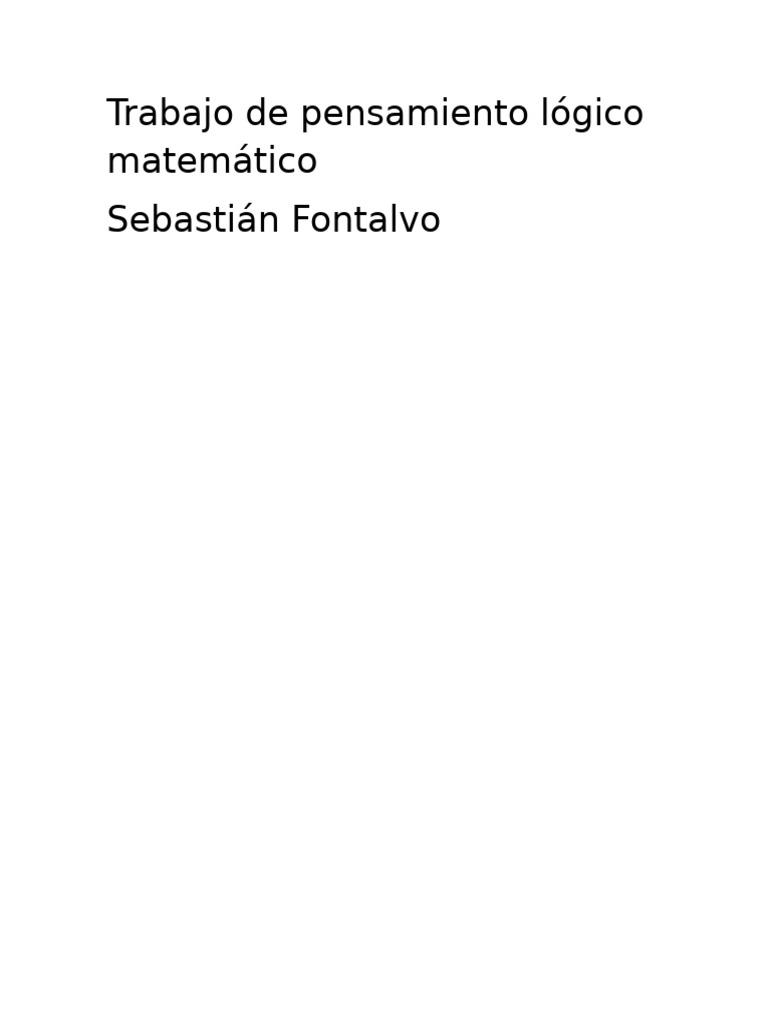 Trabajo de Pensamiento Lógico Matemático Sebastián Fontalvo | PDF