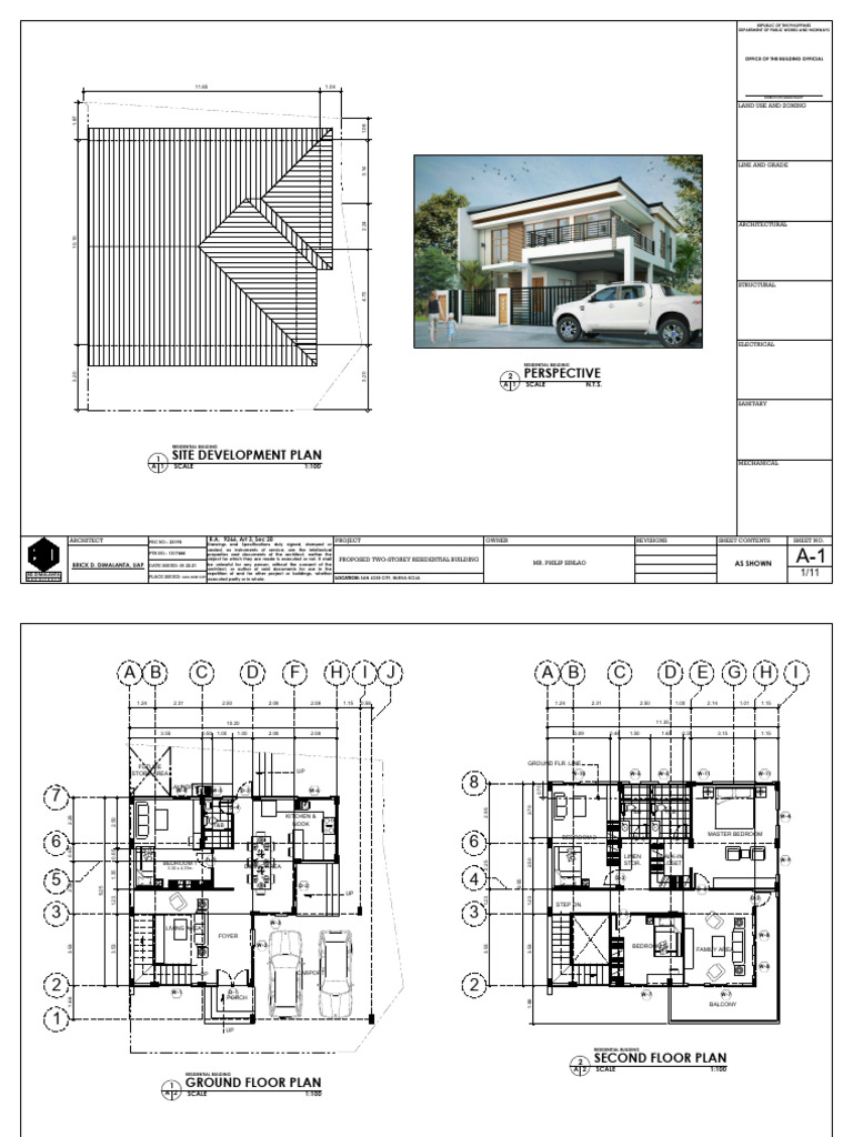 Two-Storey Residential Building Plans | PDF | Window | Door