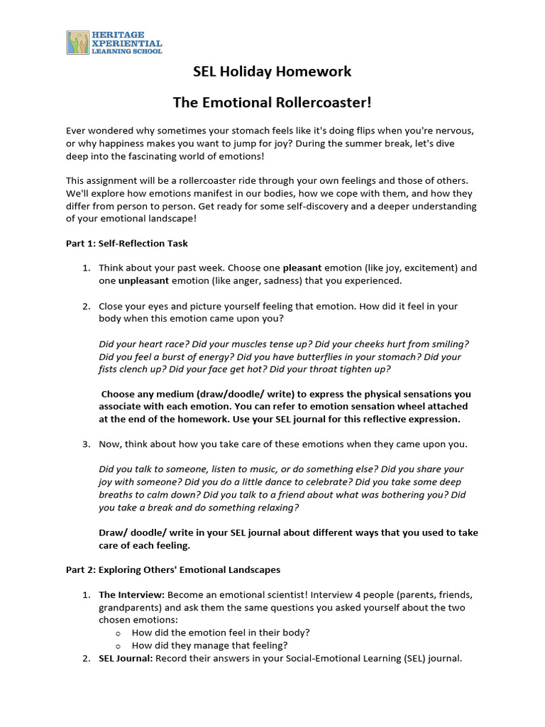 Emotional Exploration Homework | PDF | Emotions | Feeling