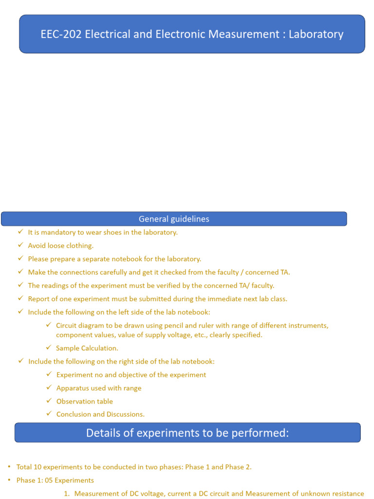 Lab Introduction PPT | PDF | Alternating Current | Electrical Network