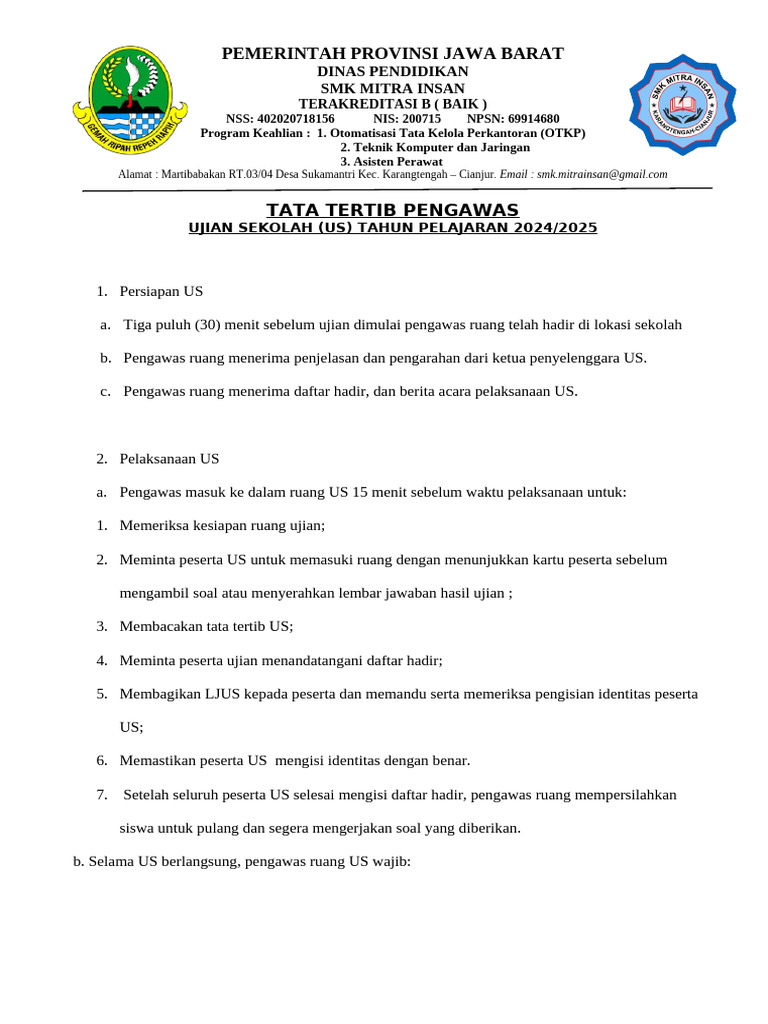 Tata Tertib Pengawas | PDF