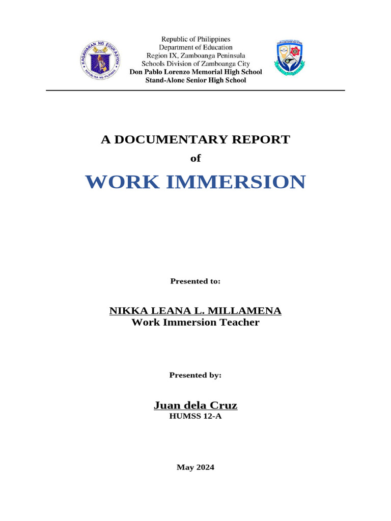 Work Immersion Documentary Report | PDF