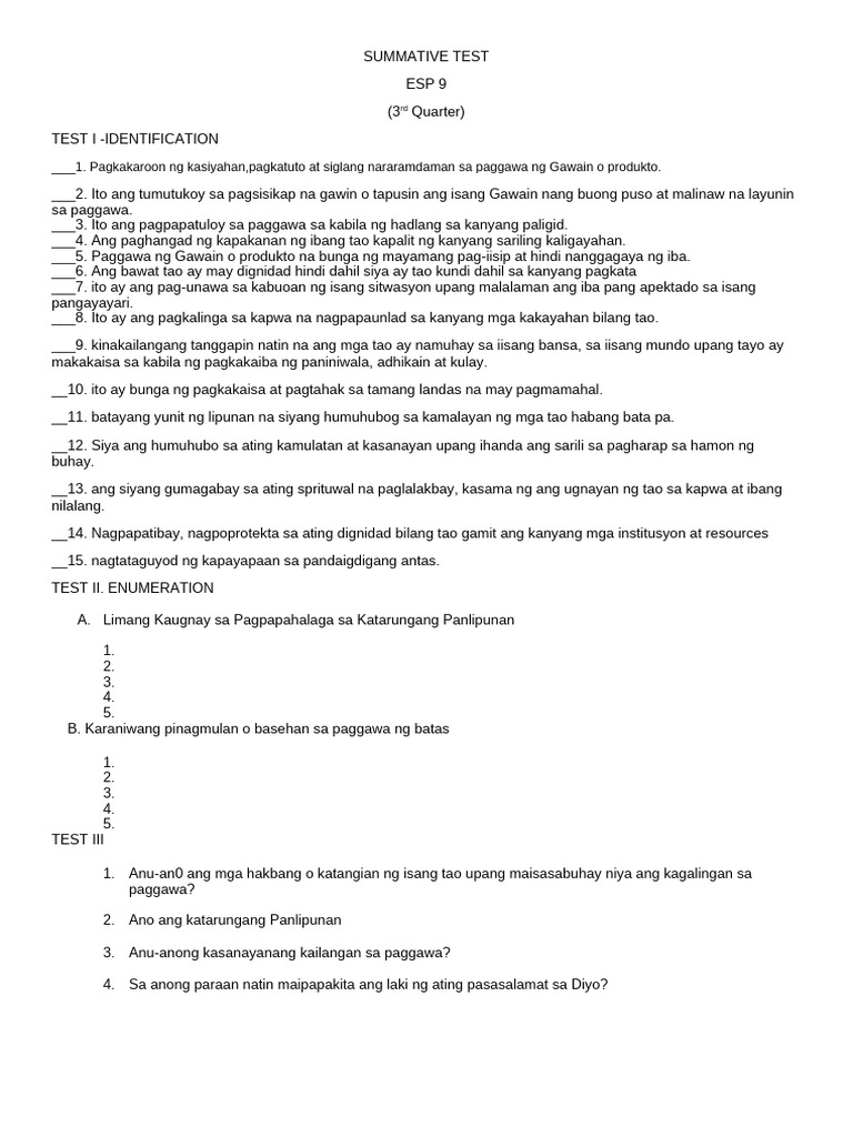 Summative Test | PDF