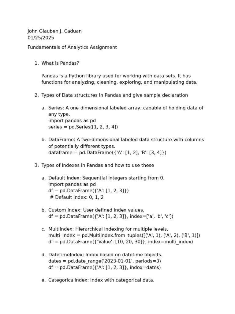 Python_assignment pandas | PDF | Computer Science | Computing Python_assignment pandas | PDF | Computer Science | Computing