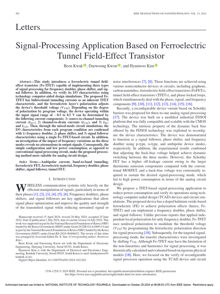 Signal-Processing Application Based On Ferroelectric | PDF | Field ...