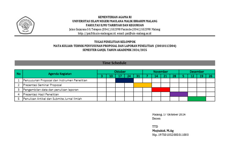 Time Scedule Riset Kelompok | PDF