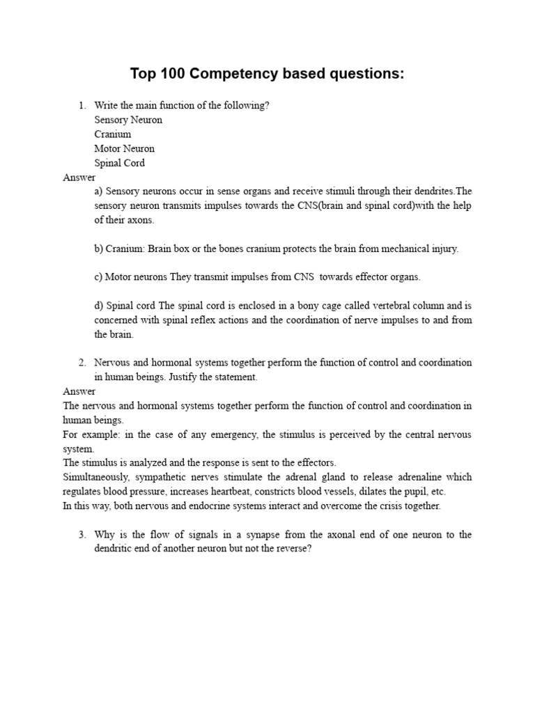 Top 100 Competancy Based Questions | PDF | Dominance (Genetics) | Sexual Reproduction