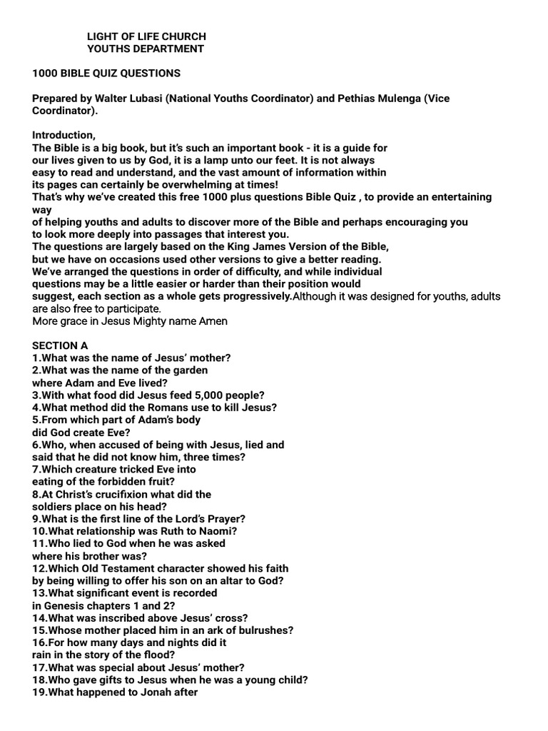 Bible Quiz - 1692631941378 | PDF | Jesus | Paul The Apostle