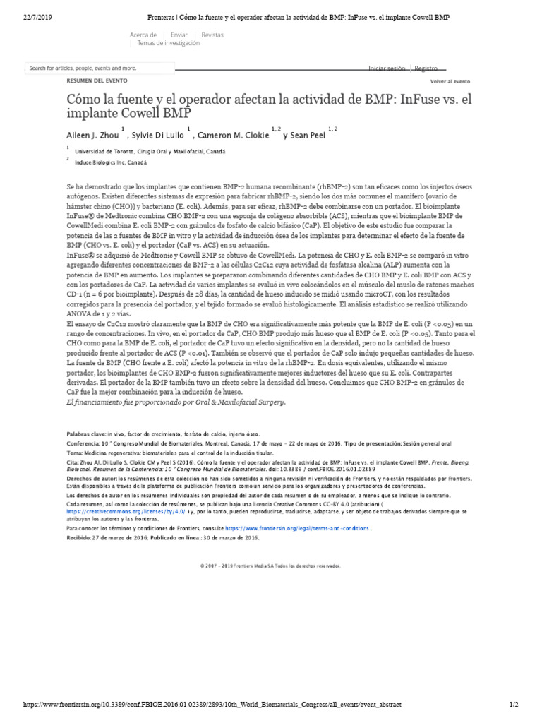 BMP_ InFuse vs. El Implante Cowell BMP | PDF | Ciencias de la vida ...