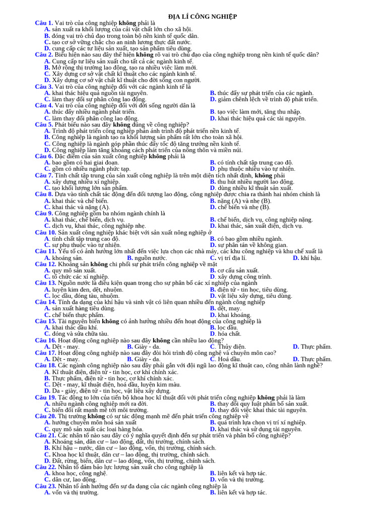 ĐỊA LÍ CÔNG NGHIỆP-kda | PDF