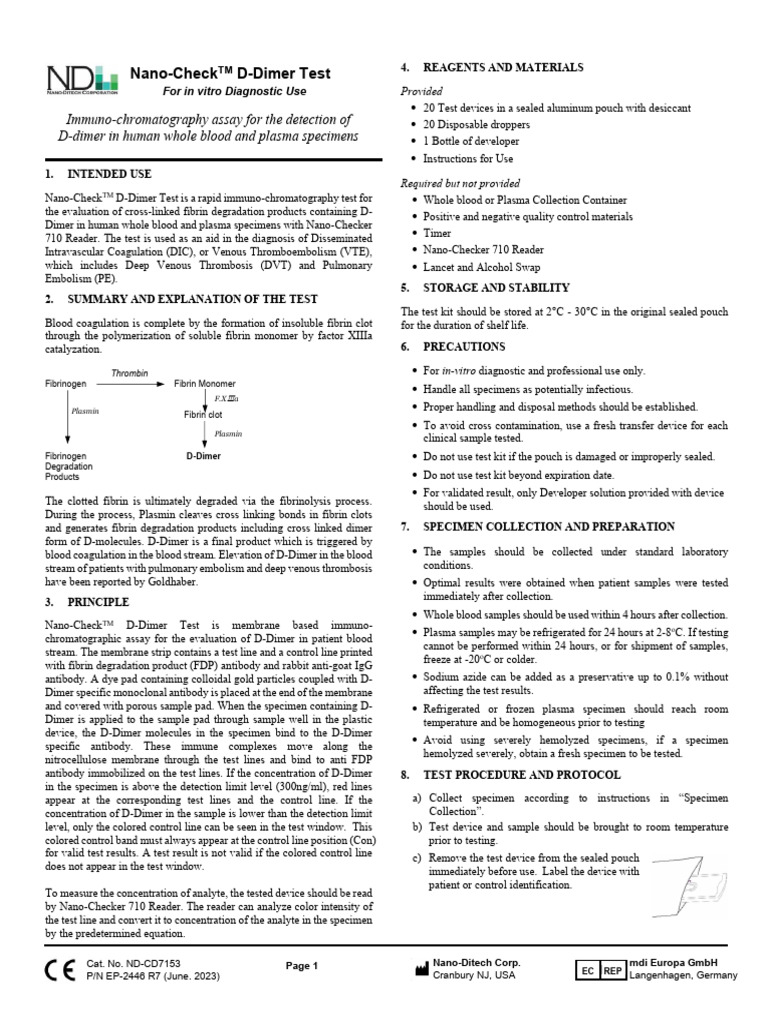 EP 2446 D Dimer - R7 6 07 2023 Final | PDF | Blood | Vertebrates