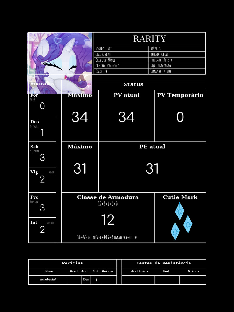 Rarity: Personagem RPG My Little Pony | PDF