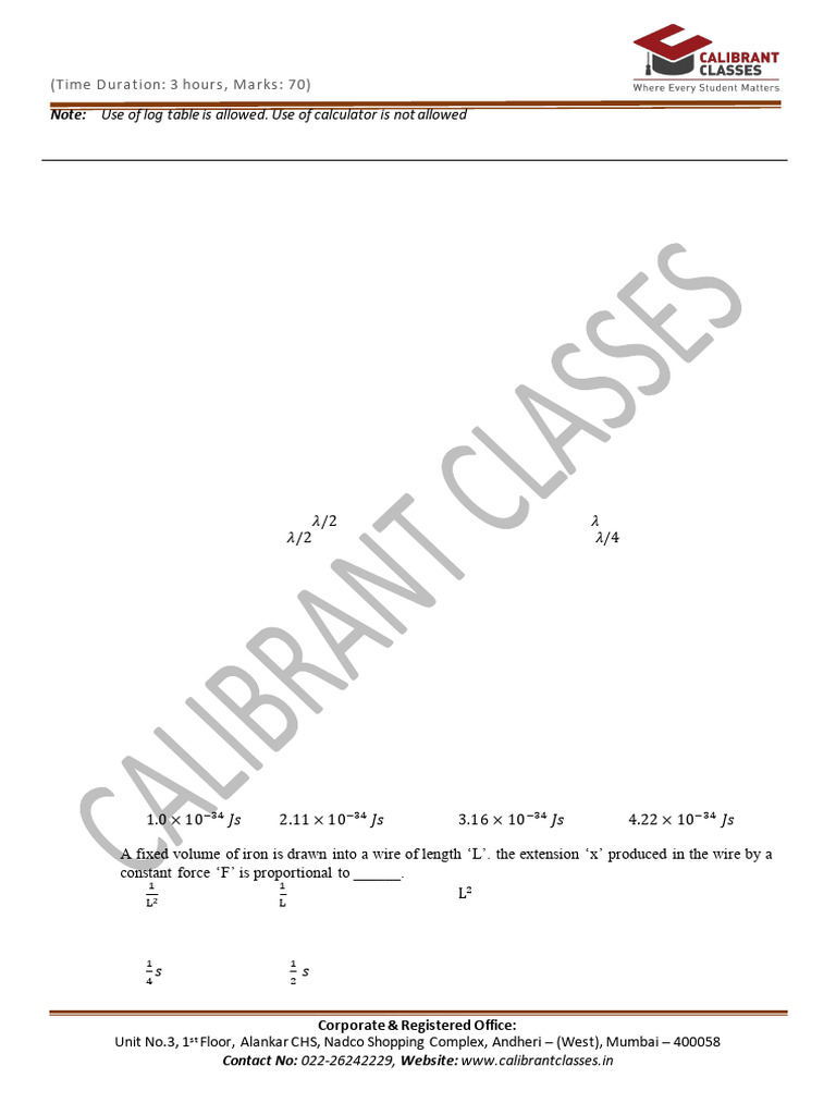 Physics - March 2020 Board Paper | PDF | Photoelectric Effect | Electron