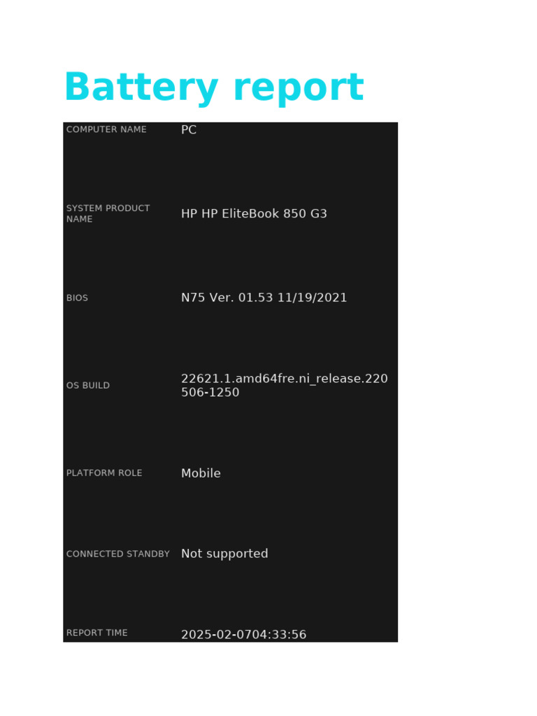 Battery report | PDF | Electrical Engineering | Personal Computers