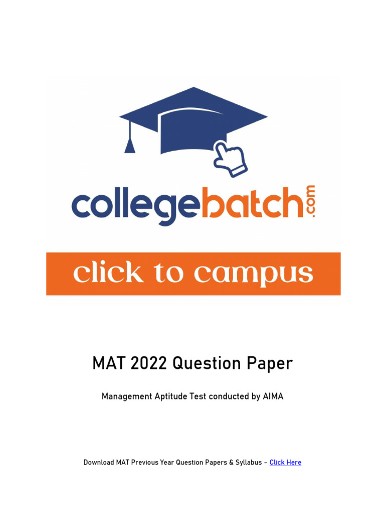 MAT 2022 Question Paper Download | PDF