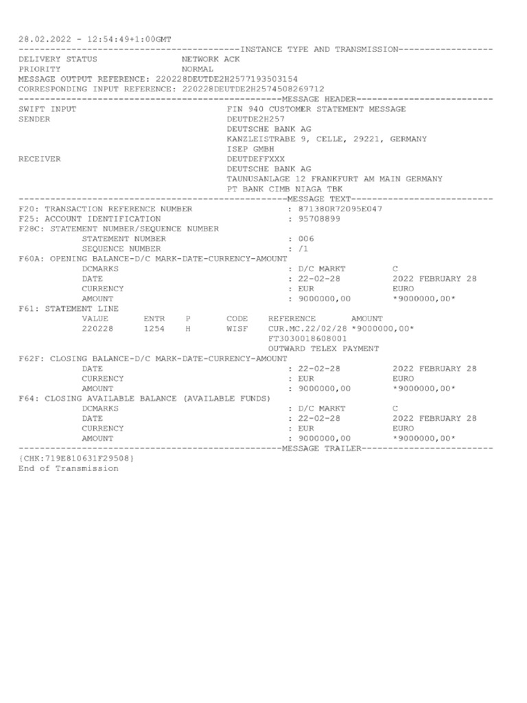 MT940 Isepgmbh | PDF