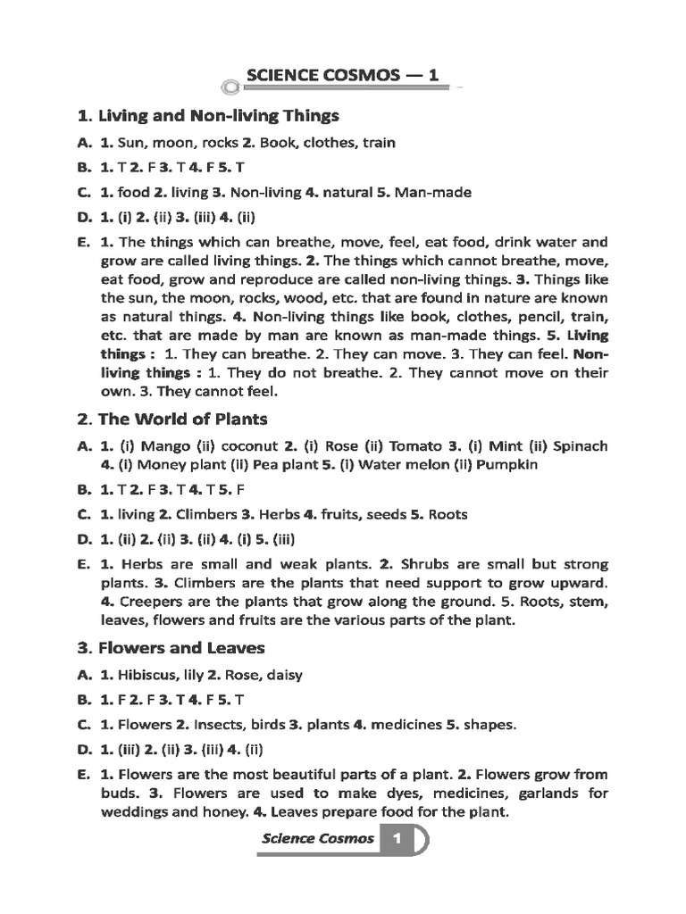 Science Cosmos Key 1 | PDF