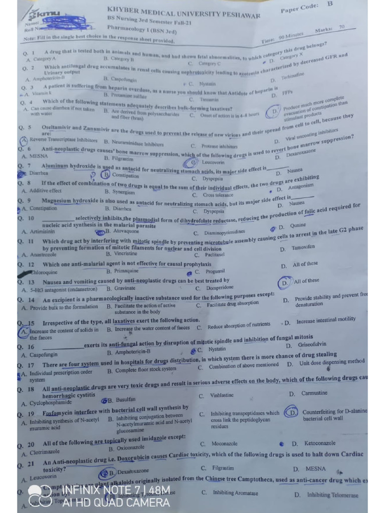 Pharmacology 2021 Past Paper | PDF