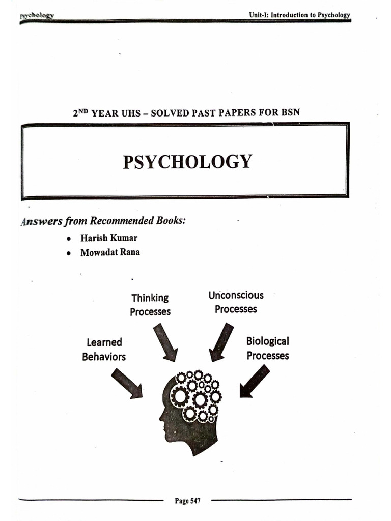 Psychology Past Papers BSN 2nd Prof | PDF