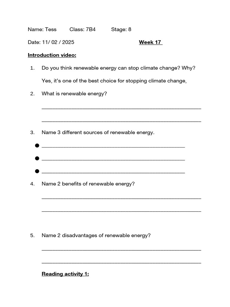 Renewable Energy Lesson Plan for Students | PDF | Renewable Energy ...