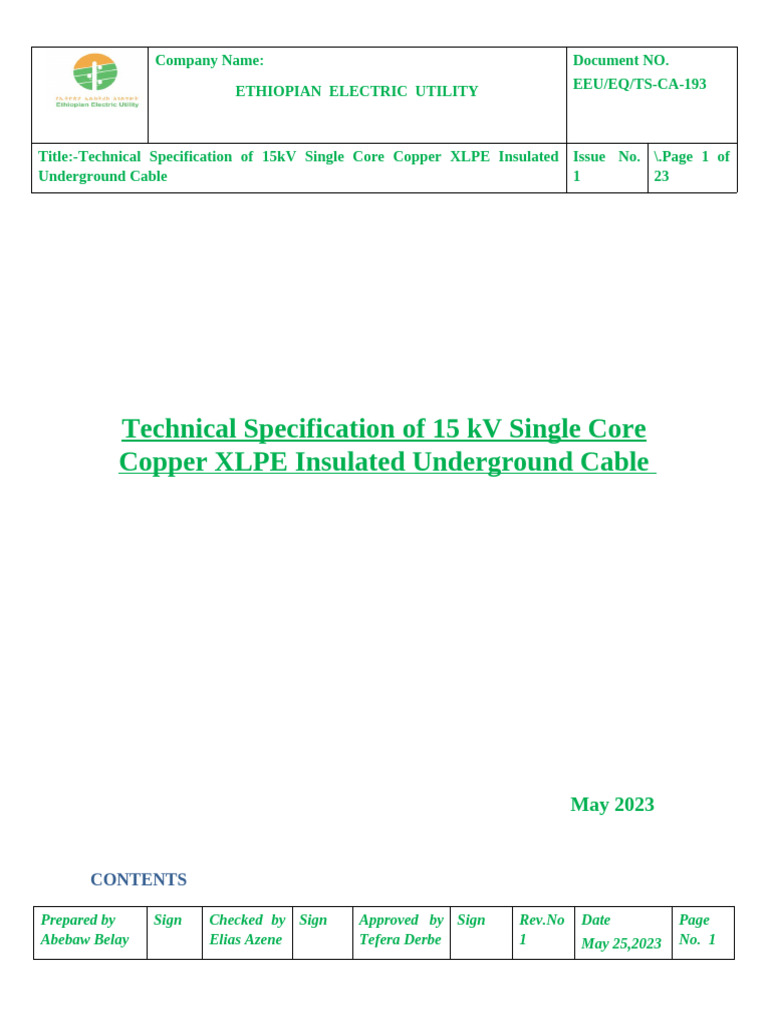 15kV XLPE UG Cable 1x120mm2 and 1x240mm2 Single Cu-Commented | PDF ...