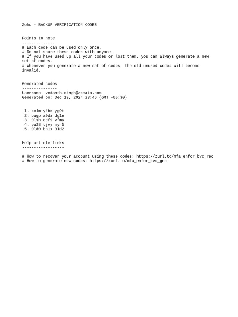 Recovery Codes Thakur Singh | PDF