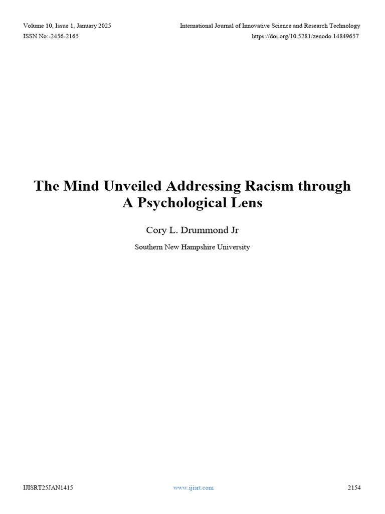 The Mind Unveiled Addressing Racism Through A Psychological Lens | PDF ...