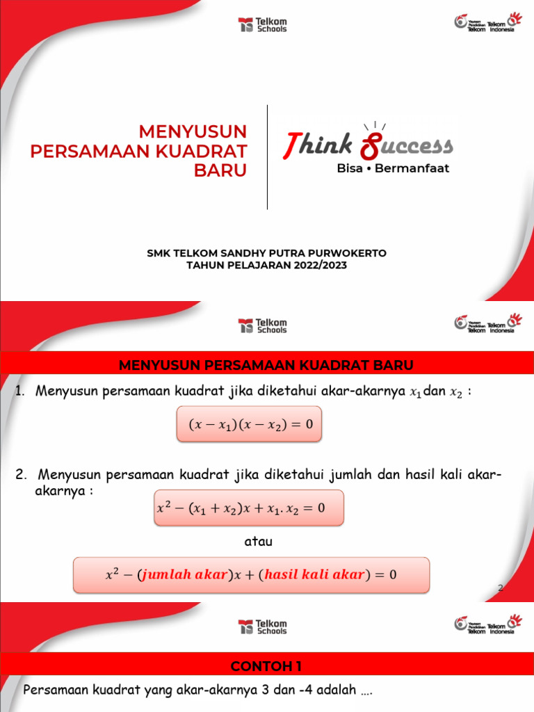 4. Menyusun Persamaan Kuadrat Baru | PDF