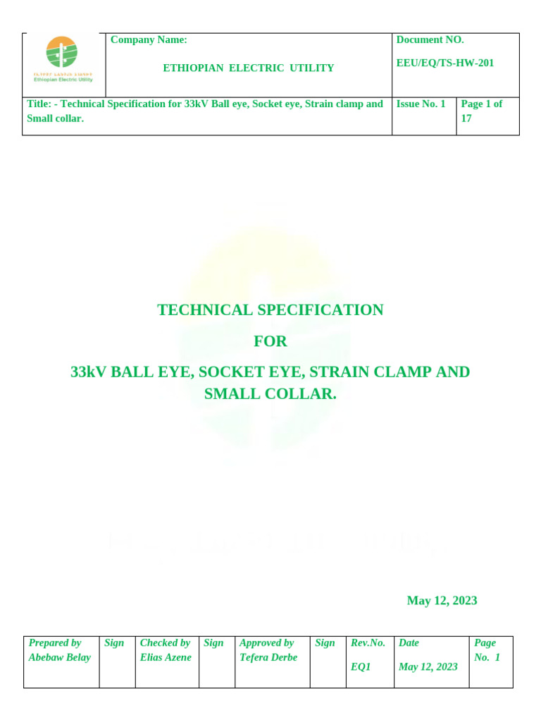 33kV Overhead Line Fittings Specification | PDF | Electrical Connector ...