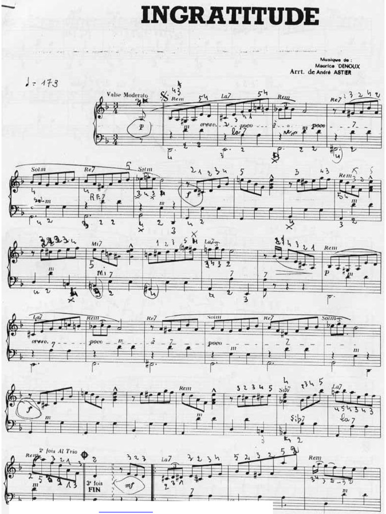 Ingratitude (Arrangement - André Astier) (Valse) | PDF