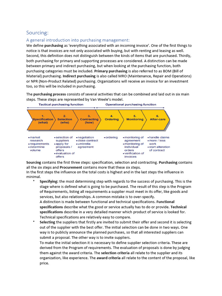 Sourcing:: A General Introduction Into Purchasing Management | PDF ...