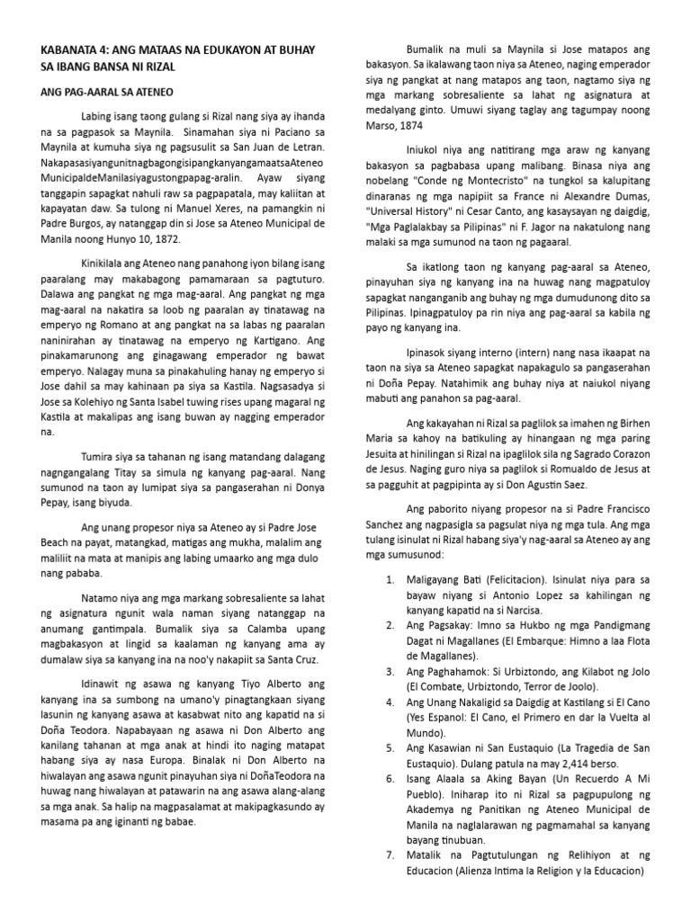 Kabanata 4 Rizal | PDF