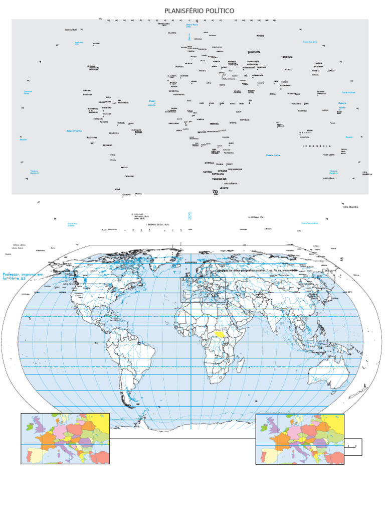 Planisfério Político Mundial Detalhado | PDF | Geografia | Cartografia