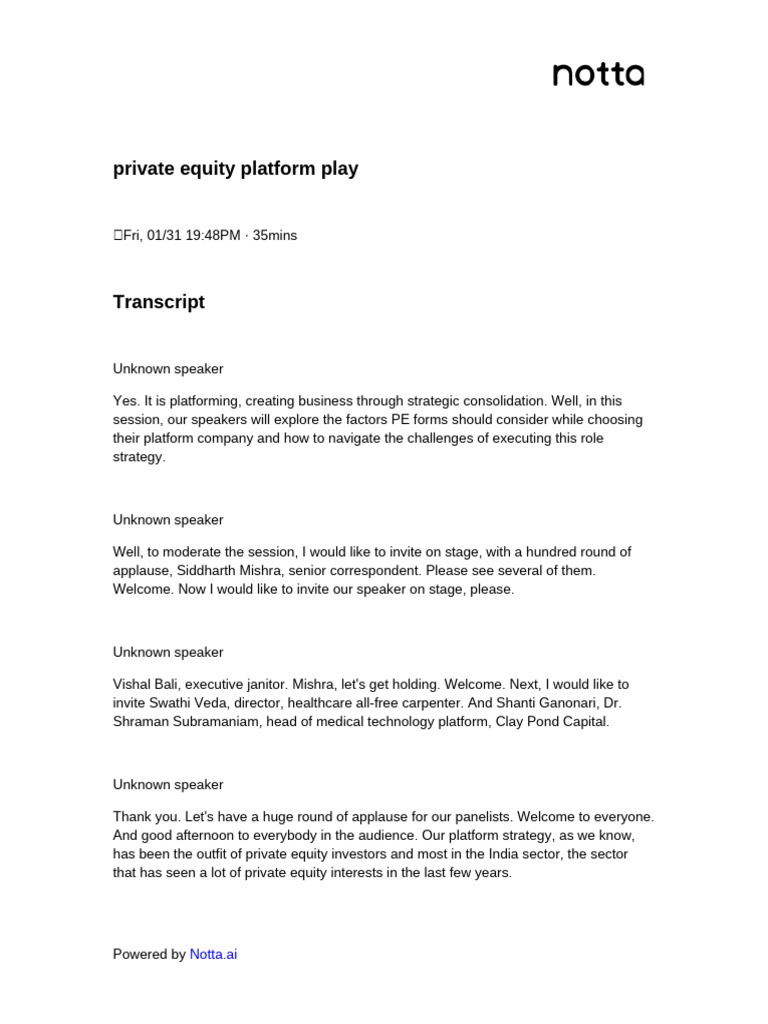 private equity platform play | PDF | Venture Capital | Corporate Finance