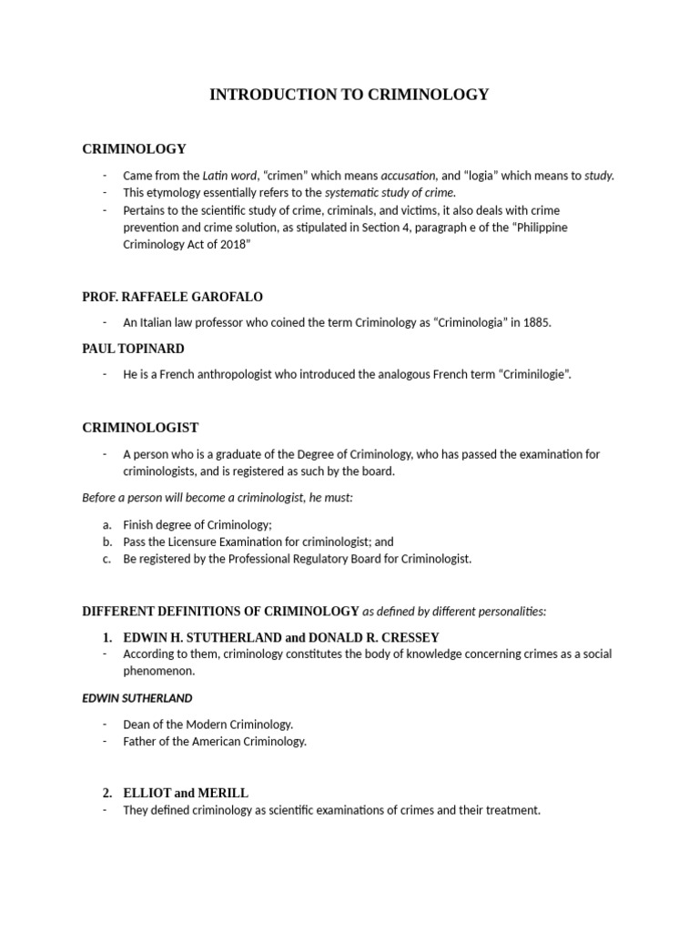 INTRODUCTION-TO-CRIMINOLOGY | PDF | Criminology | Crimes