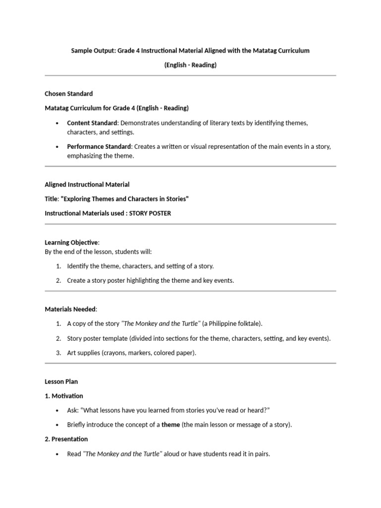 Grade 4 - Sample I.M | PDF