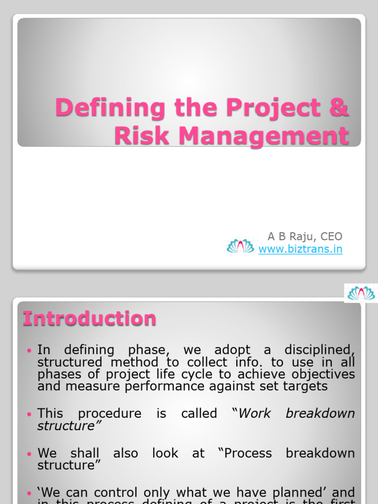 Defining The Project & Risk Management | PDF | Risk | Risk Assessment