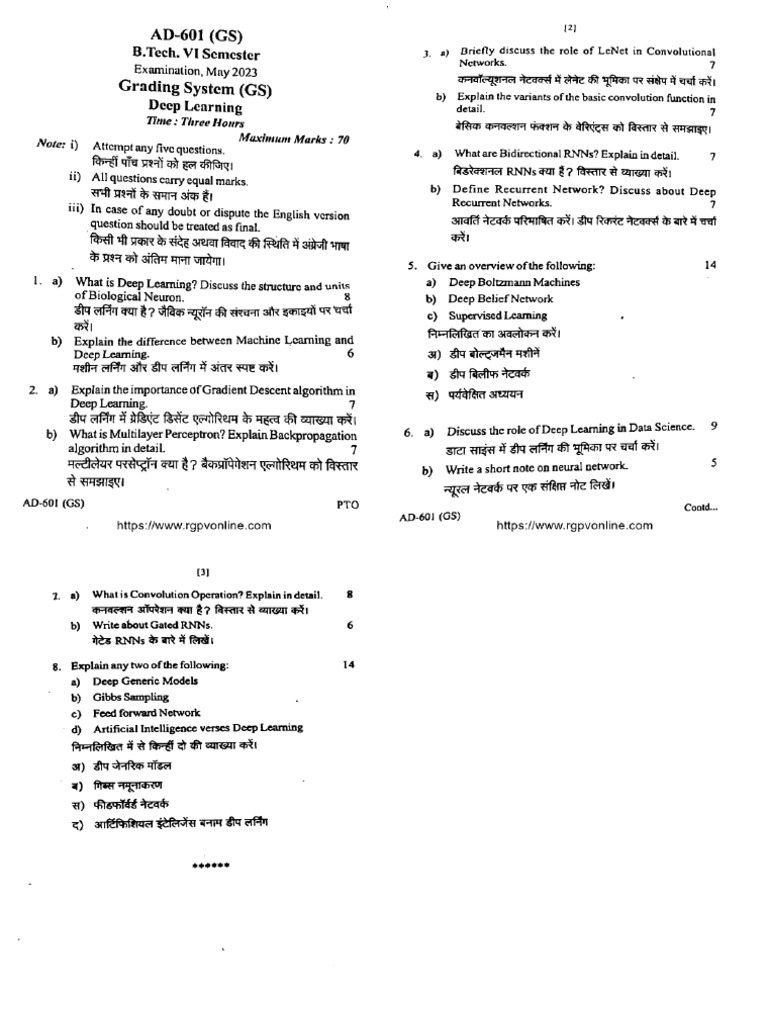 Ad 601 Deep Learning May 2023 | PDF