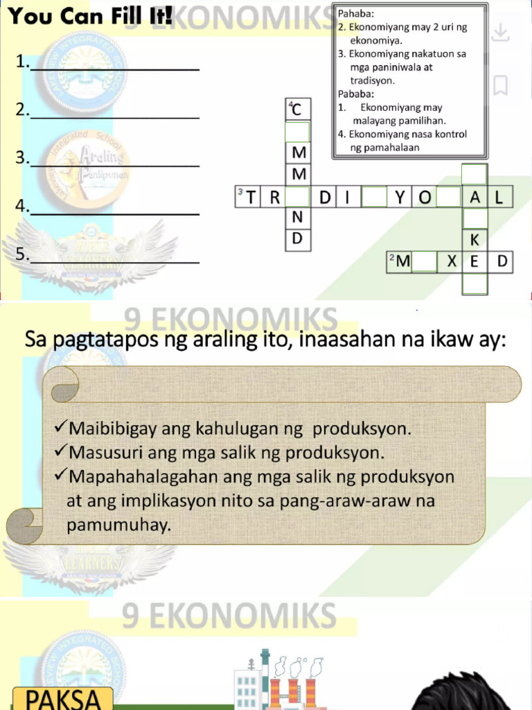 Grade 9 Salik Sa Produksyon | PDF
