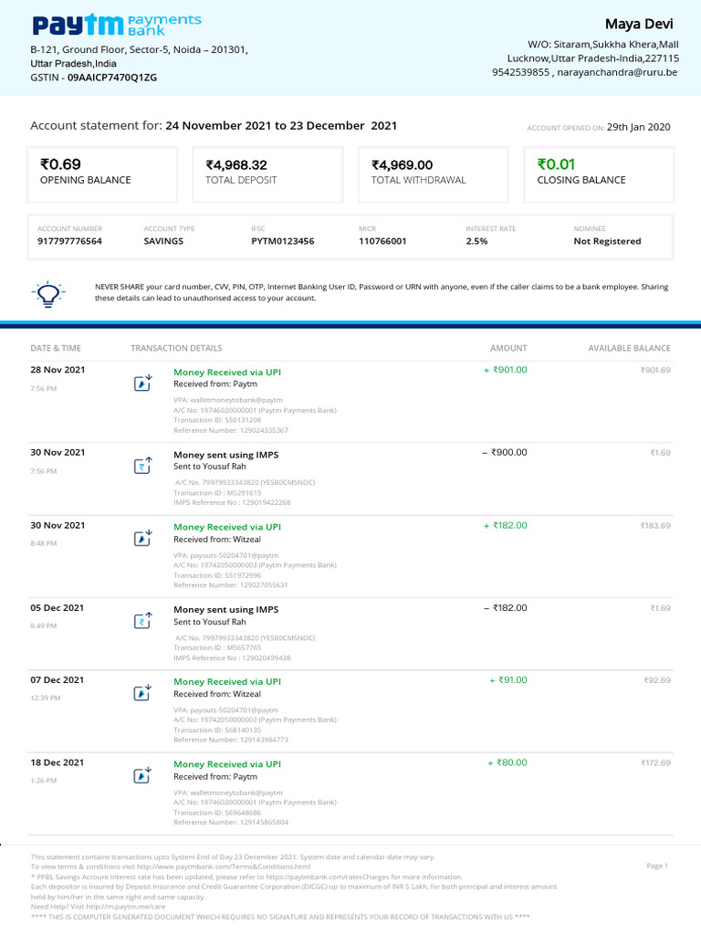 PAYTM - U.P. -PDF | PDF | Deposit Account | Banks