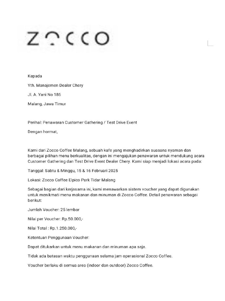 surat penawaran zocco elpico park tidar | PDF