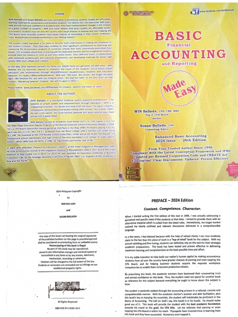 Basic Financial Accounting and Reporting 2024 Issue - 2024 Edition by Ballada | PDF