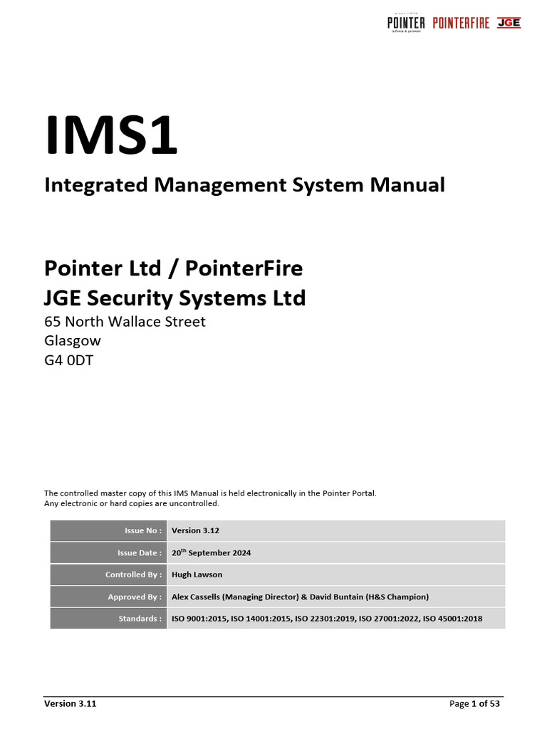 Integrated Management System Manual | PDF