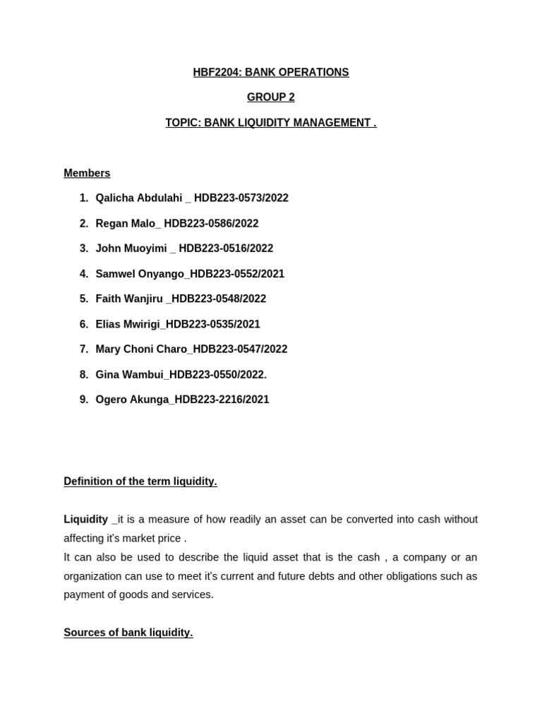 Banking operations doc | PDF | Market Liquidity | Banks