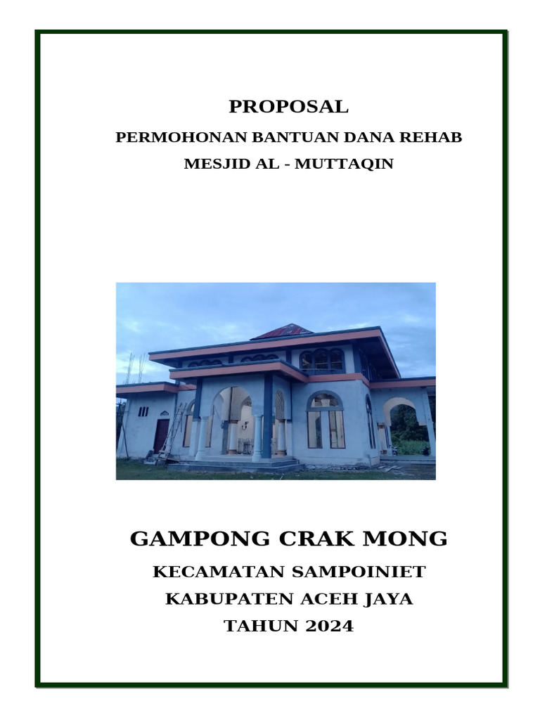 Proposal Rehab Masjid | PDF